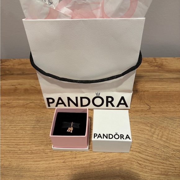 Pandora | Jewelry | Nwb Pandora 4k Rose Gold Plated Script Alphabet M ...